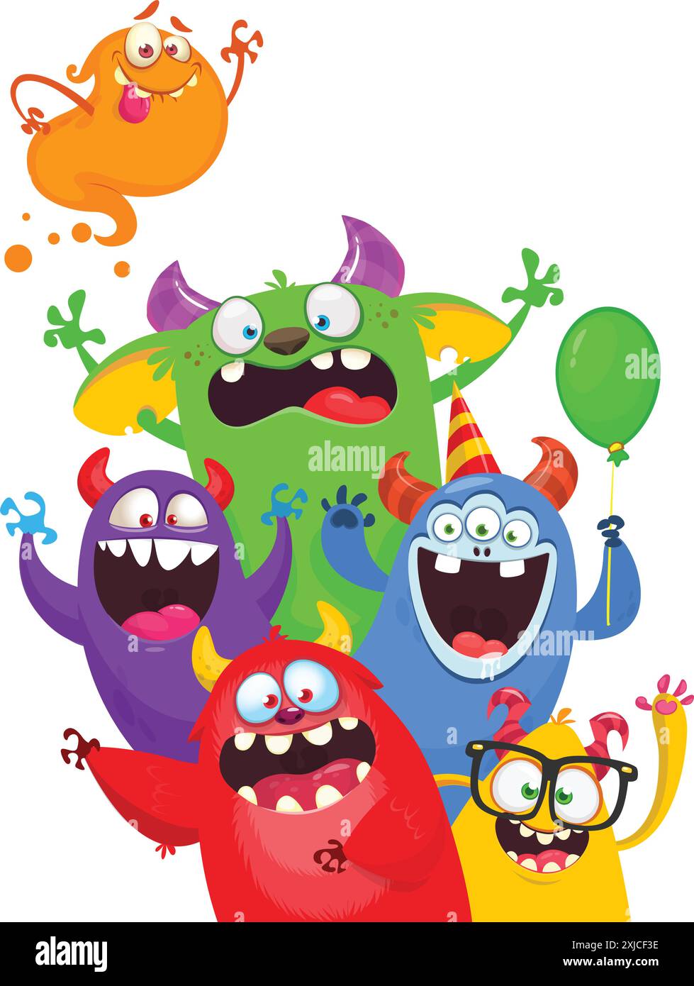 Cartoon monsters set. Birthday party invitation or Halloween poster ...