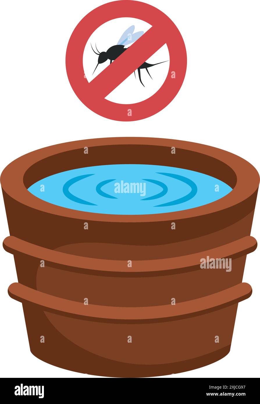 bucket with stagnant water with focus dengue mosquito Stock Vector ...