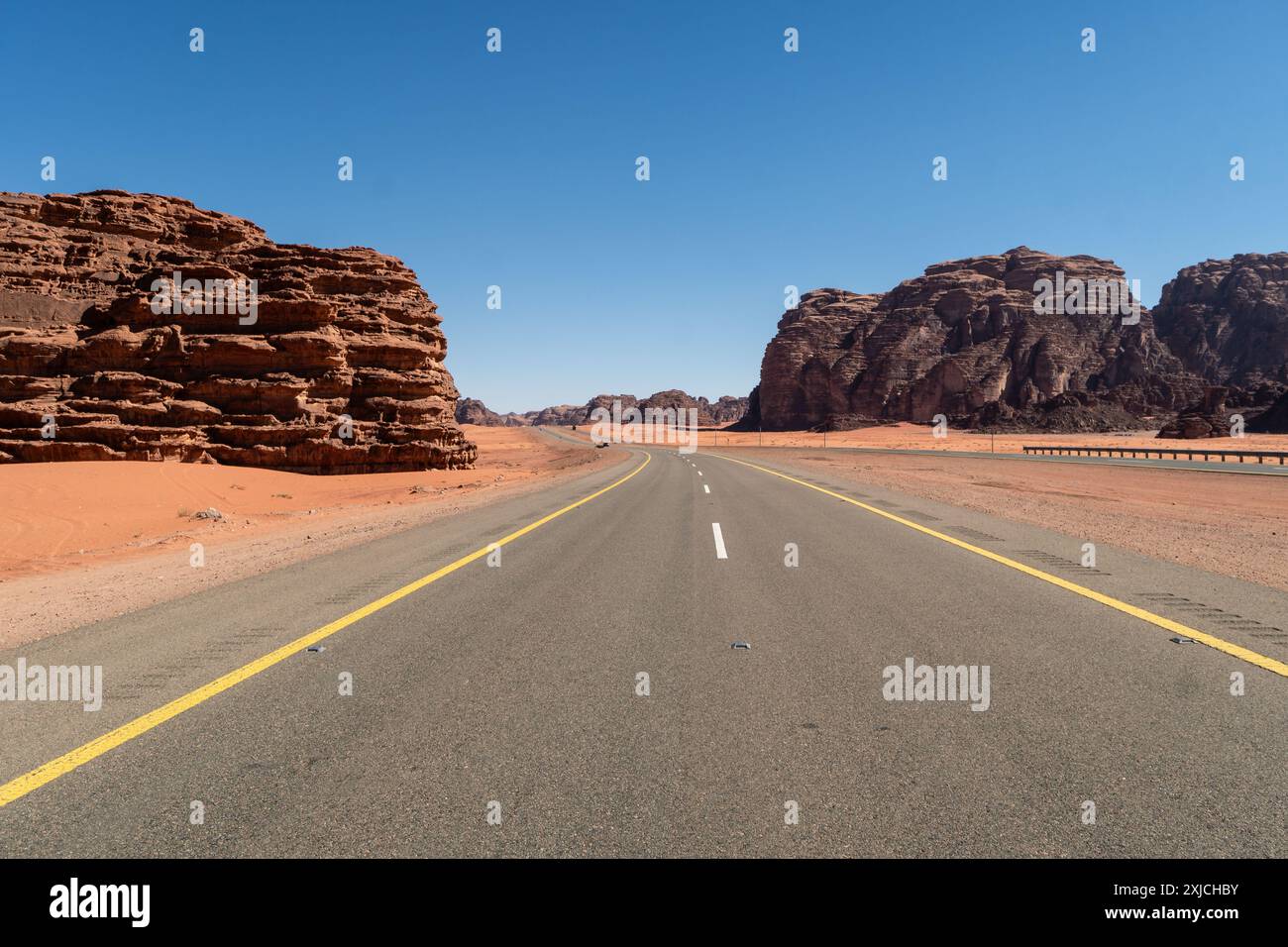 Tabuk, Saudi Arabia: The stunning red desert road near Tabuk in ...