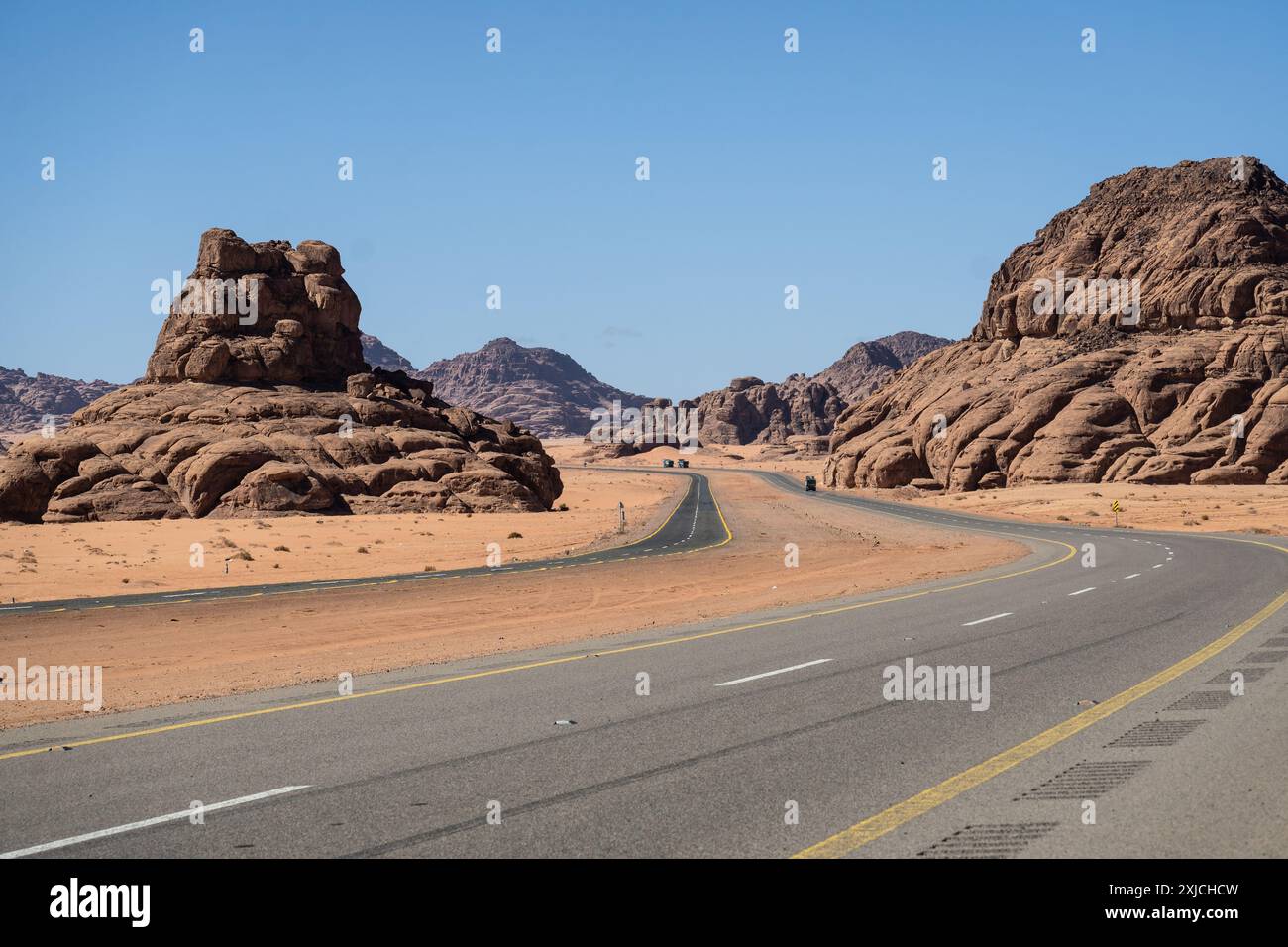 Tabuk, Saudi Arabia: The stunning red desert road near Tabuk in ...