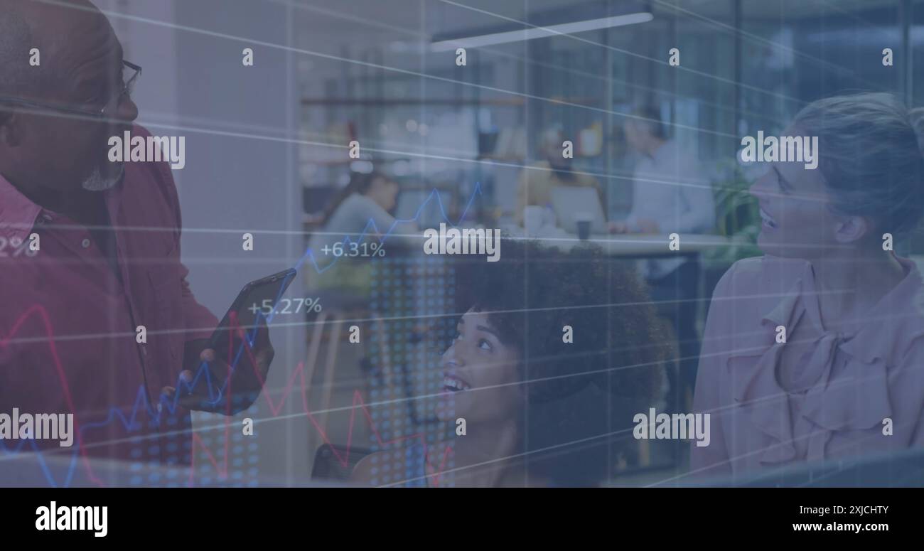 Image of multiple graphs with changing numbers over diverse coworkers ...