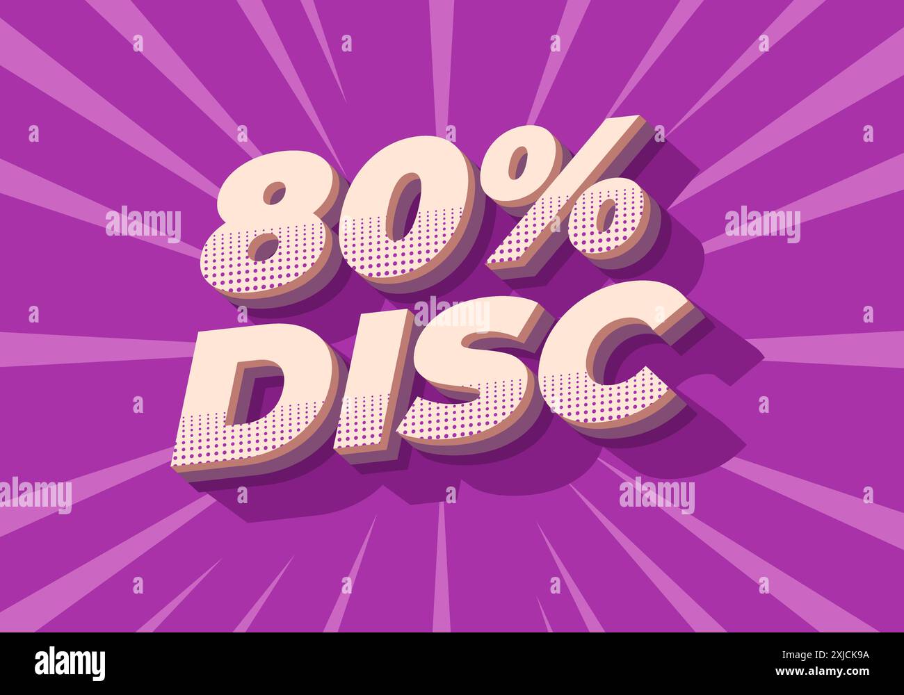 80 percent discount. Text effect design in good colors and 3D style ...
