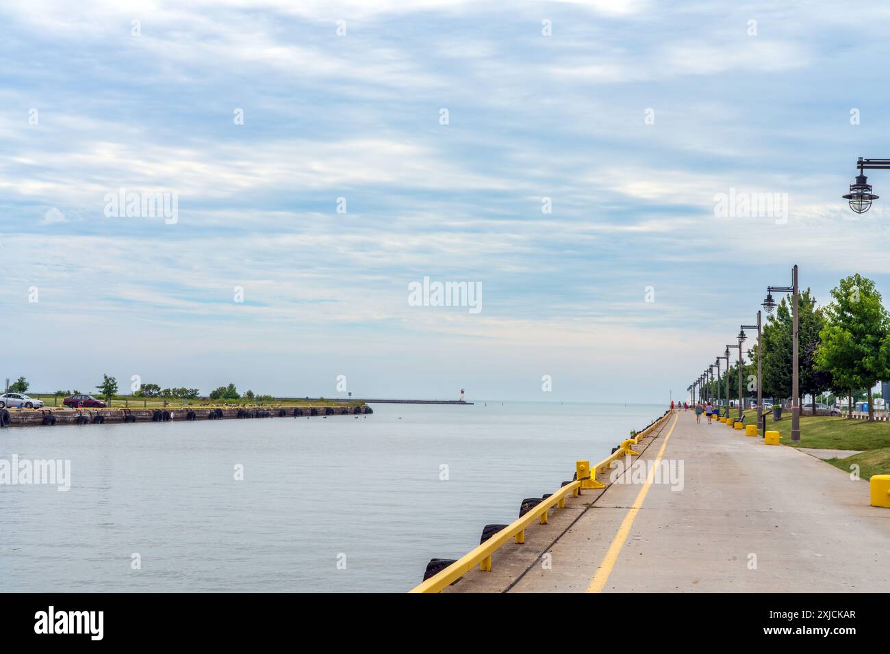 The pier along the entrance to Port Stanley Ontario Harbour Stock Photo ...