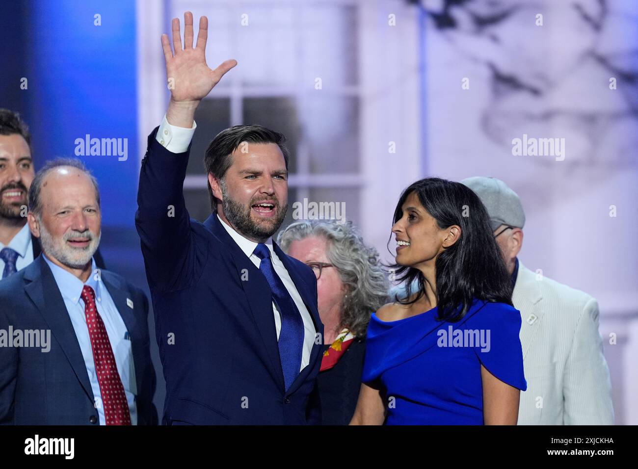 Republican vice presidential candidate Sen. JD Vance, R-Ohio, and his ...