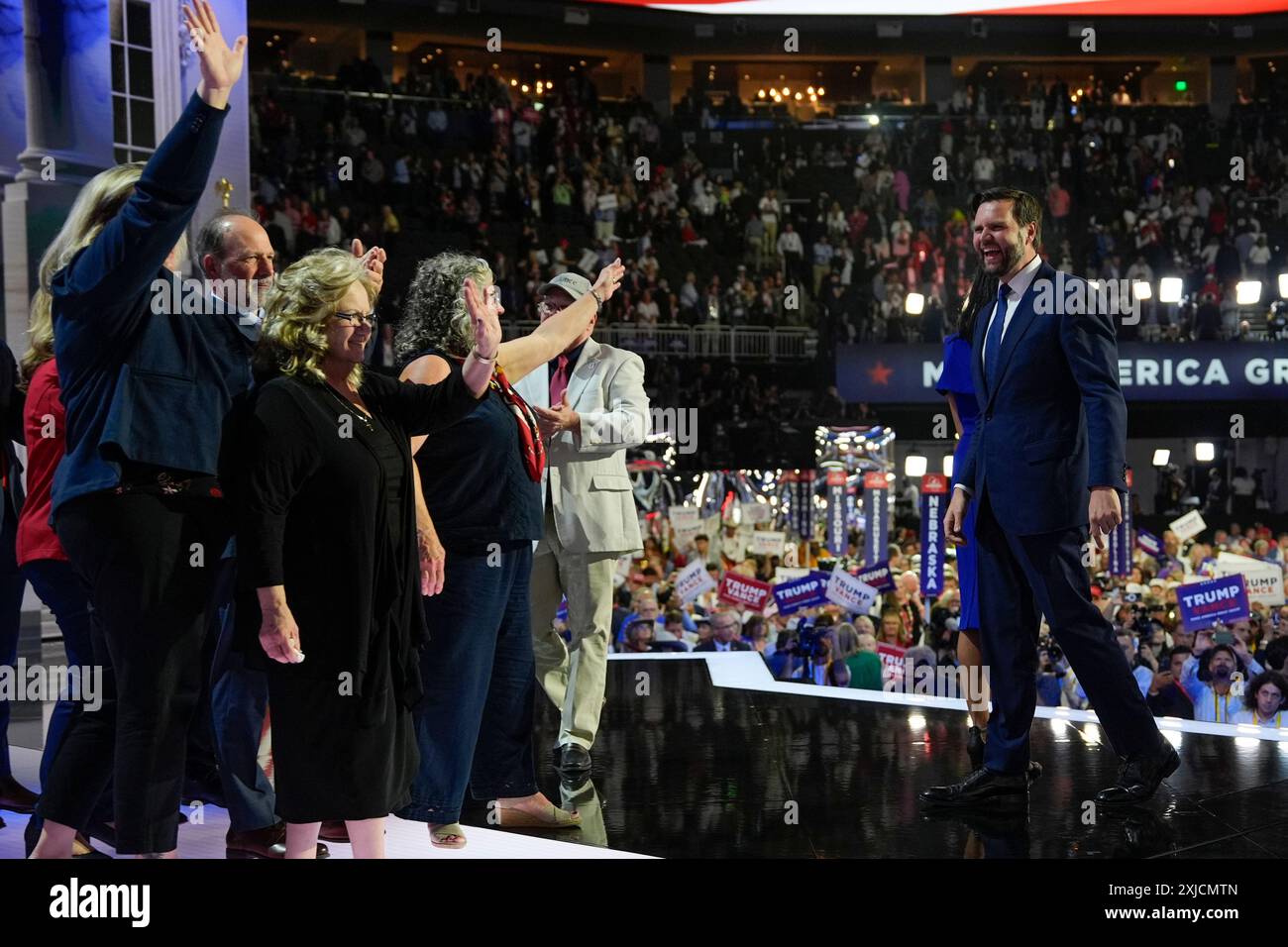 Republican vice presidential candidate Sen. JD Vance, R-Ohio, stand on ...