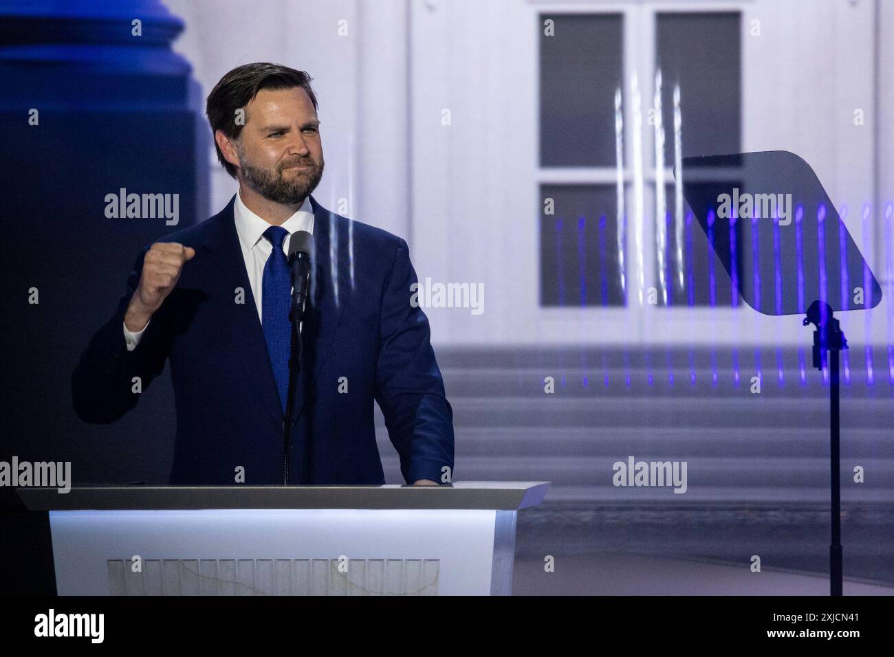 Republican vice presidential nominee JD Vance speaks during the third ...