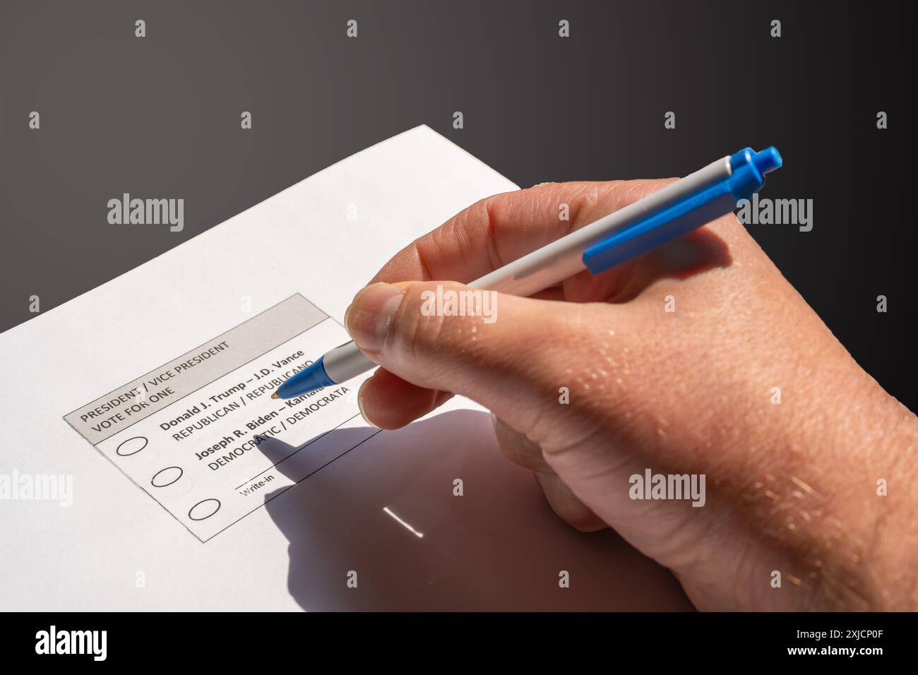 Sioux Falls, SD, USA - 7.2024: Sample 2024 presidential ballot with a ...
