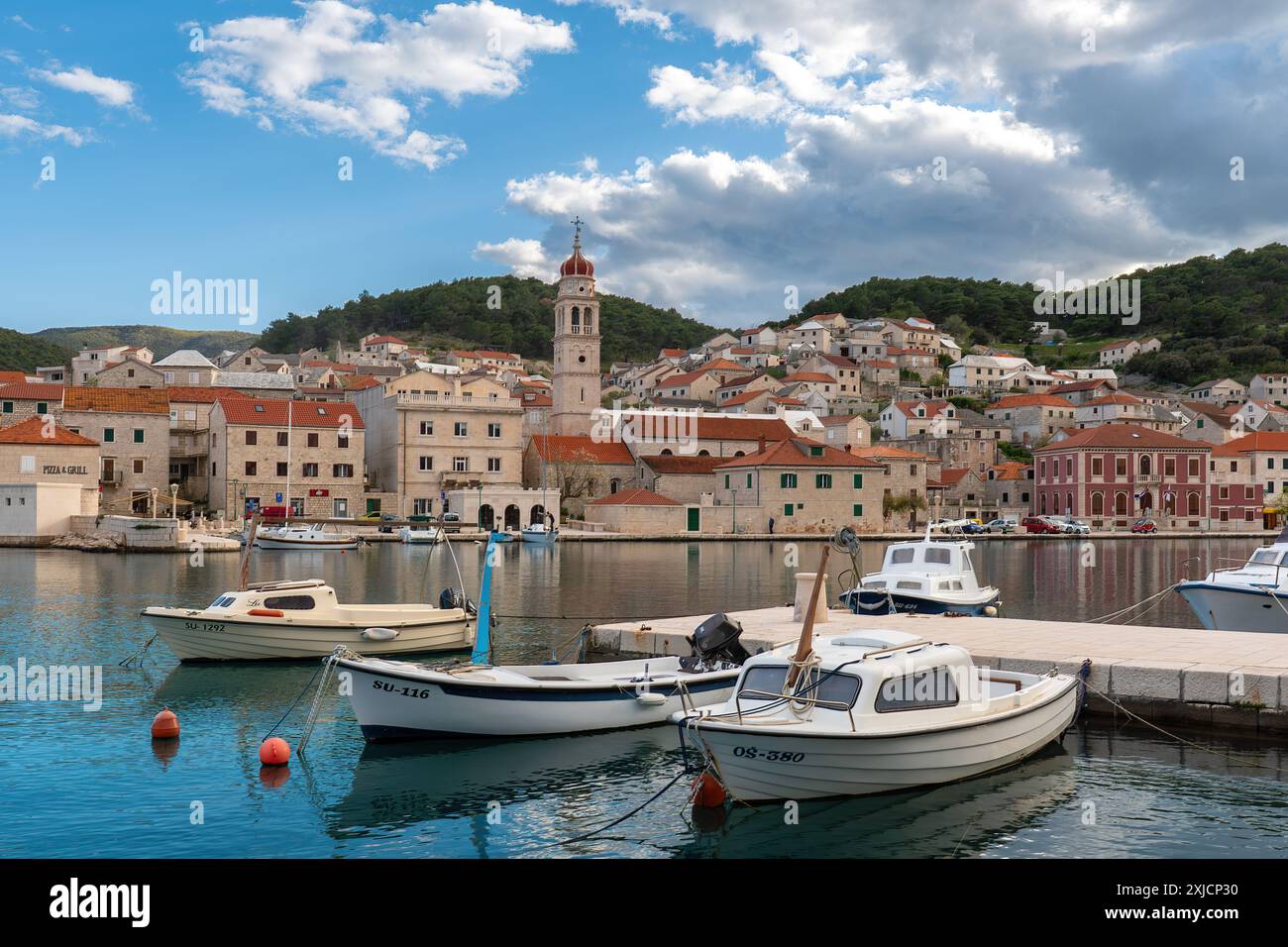 Pucisca small city on Island Brac - Croatia Stock Photo - Alamy