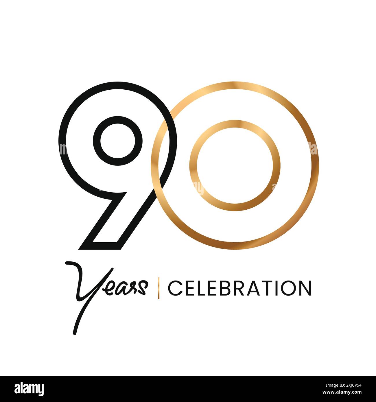 90 years Celebration minimalist line Gold logo abstract Design ...