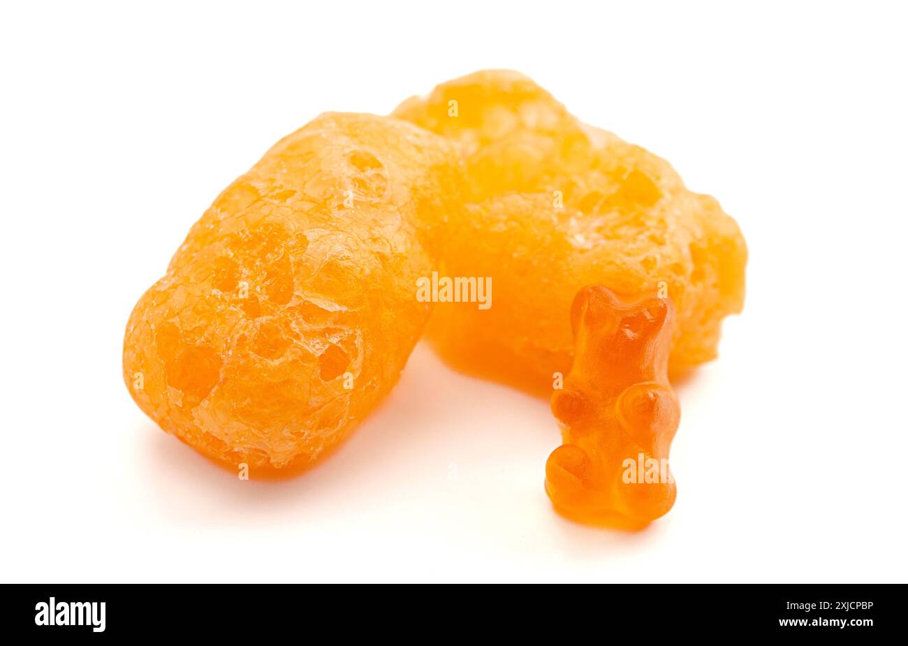 Orange Freeze Dried Gummy Bear Shaped Candies Isolated on a White ...