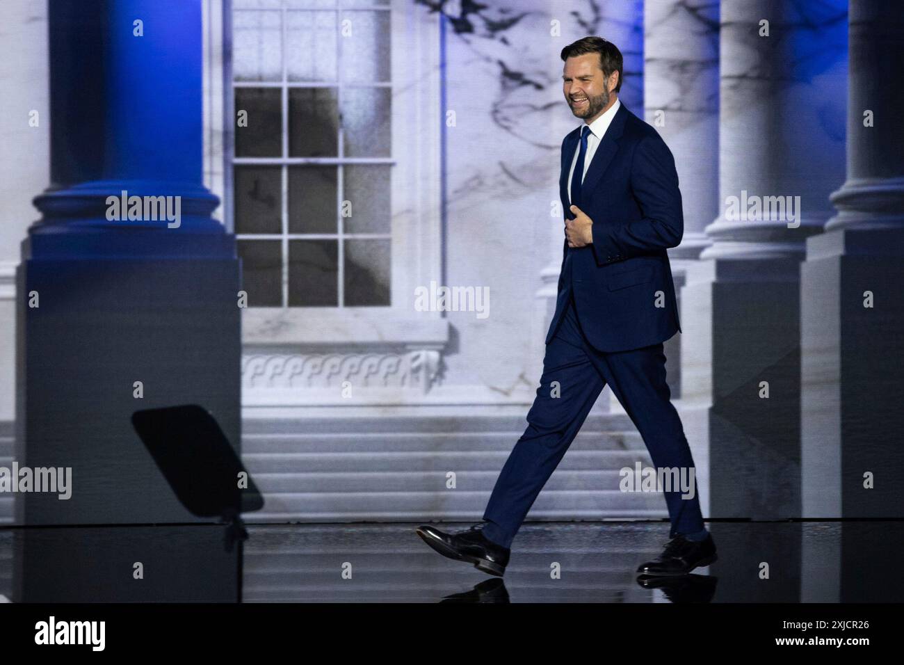 Republican vice presidential nominee JD Vance arrives to speak during ...