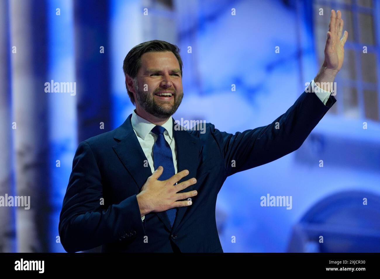 Vice Presidential Nominee Sen. JD Vance waves during the Republican ...