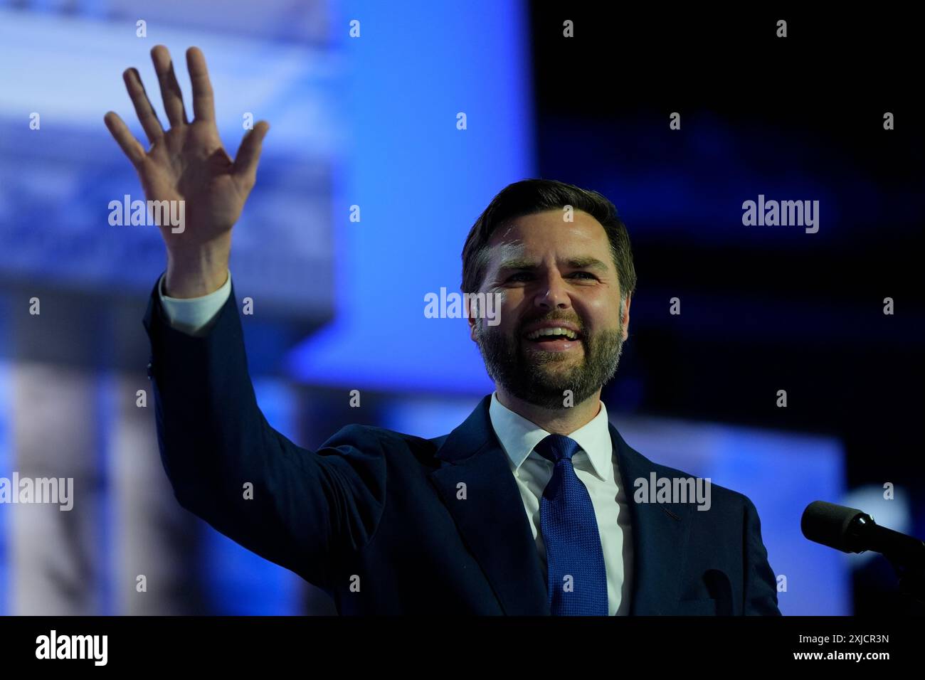 Vice Presidential Nominee Sen. JD Vance waves during the Republican ...