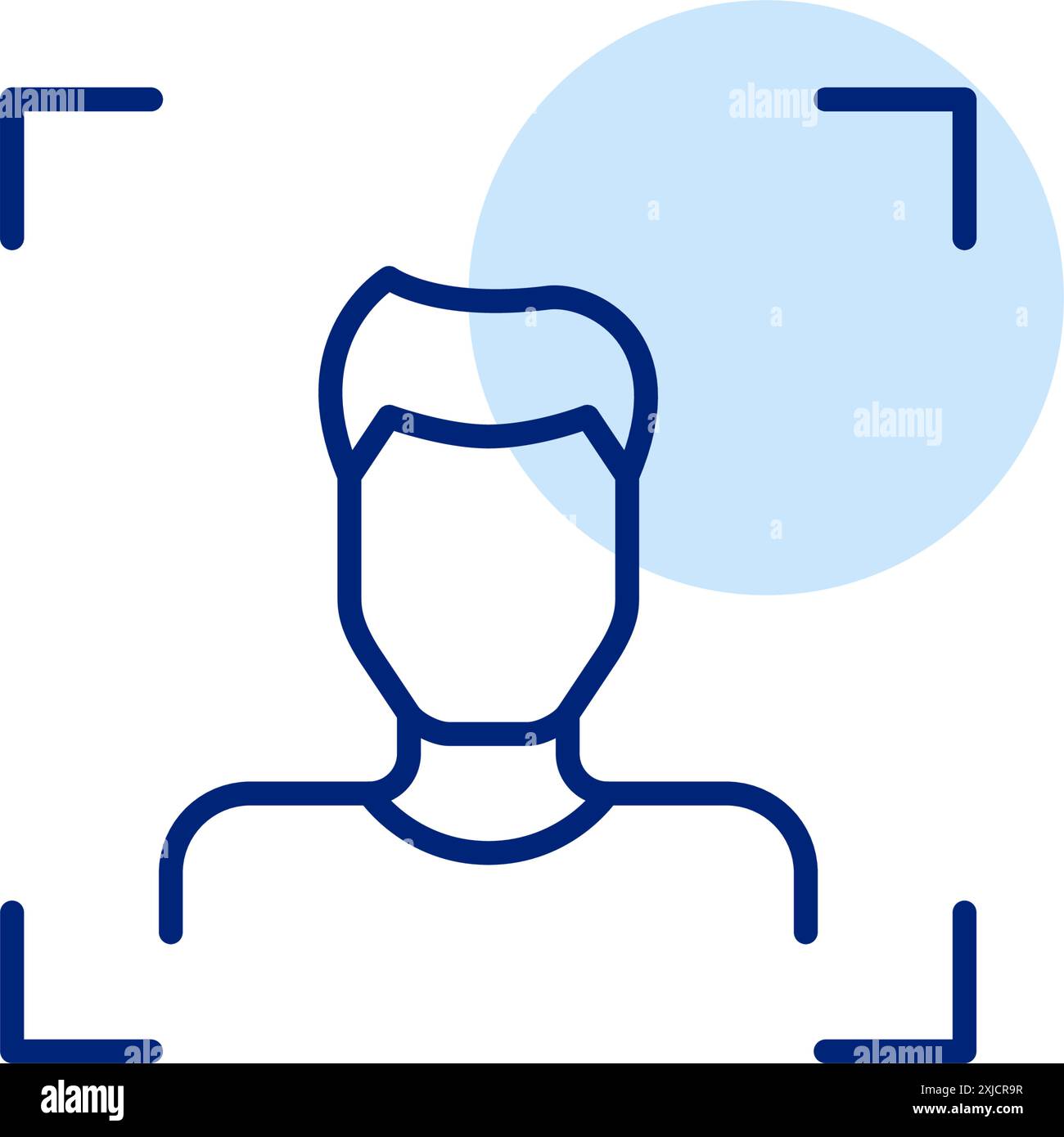 Biometric access. Facial recognition technology. Young man with short ...