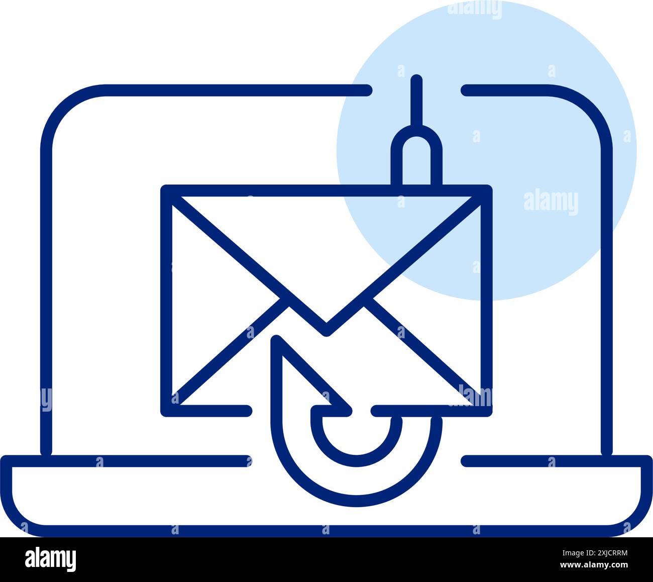 Laptop, letter and fishing. Phishing attack. Spam e-mail alert. Pixel ...