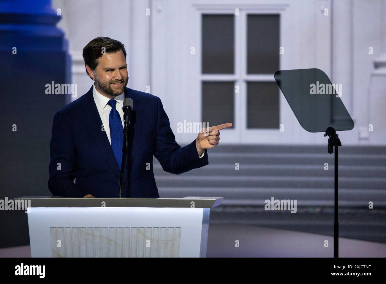 Republican vice presidential nominee JD Vance speaks during the third ...