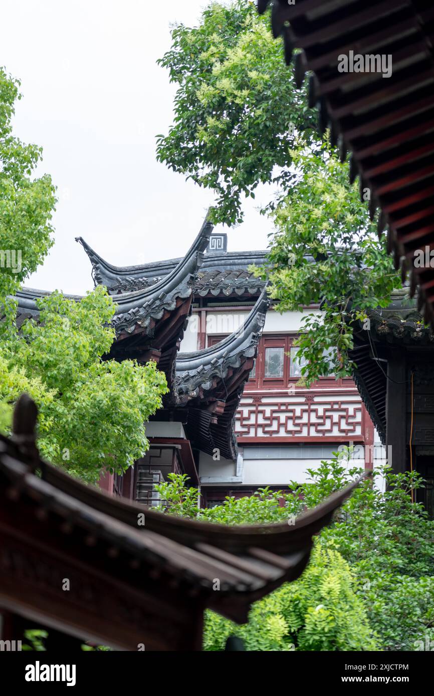 Shanghai, China - June 06, 2024 : A view of the intricate rooflines of ...