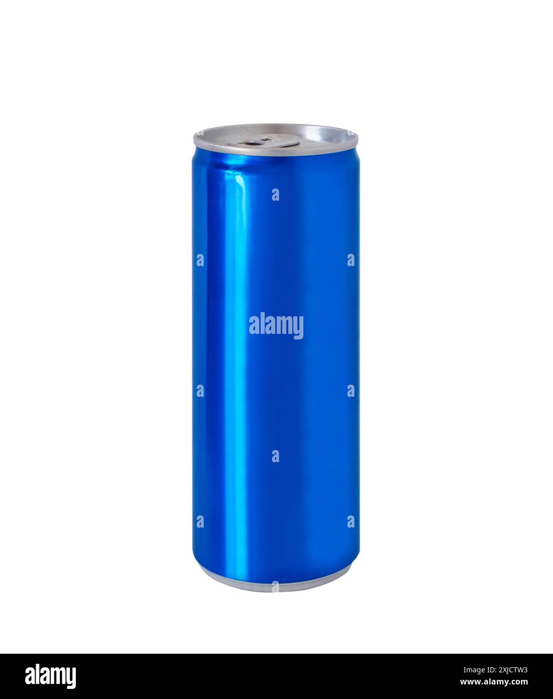Aluminum blue color soft drink soda can isolated on white background ...