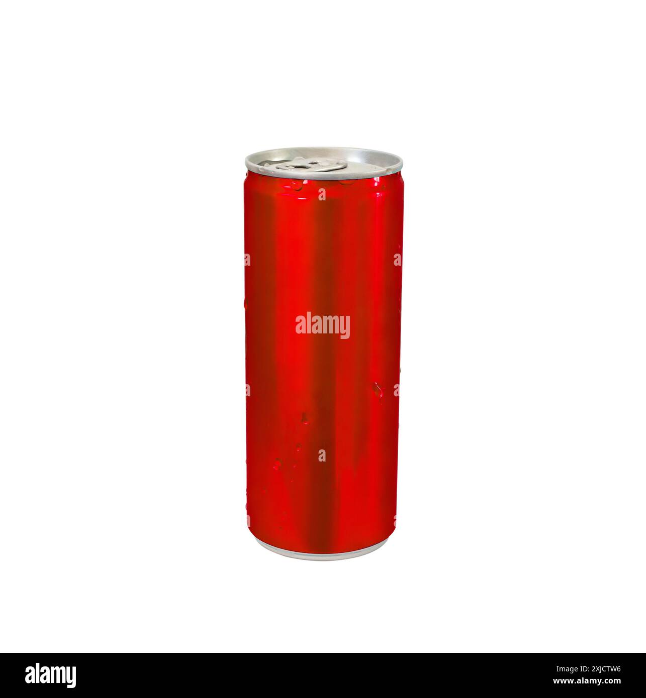 Aluminum red color soft drink soda can isolated on white background ...