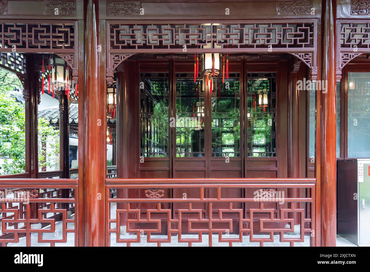 Shanghai, China - June 06, 2024 : Ornate wooden railings and ...