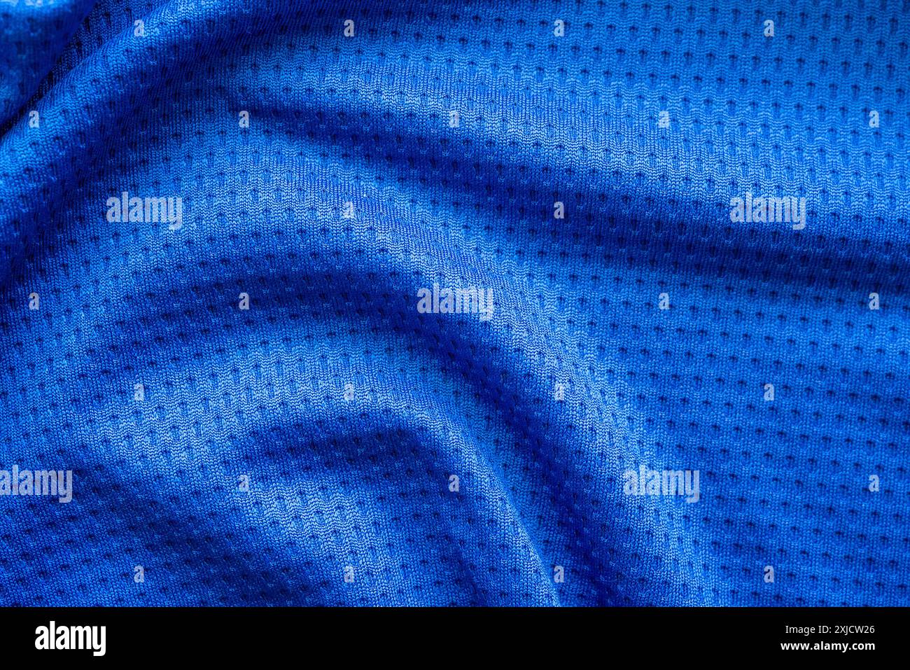 Blue color fabric sport clothing football jersey with air mesh texture ...
