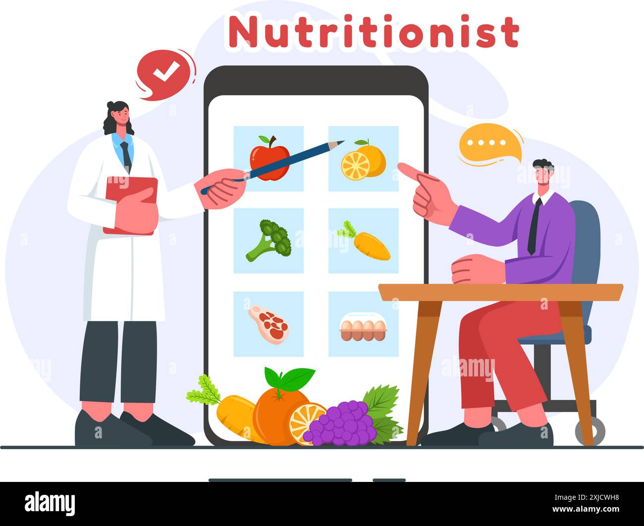 Vector Illustration of a Nutritionist Conducting a Nutritional ...
