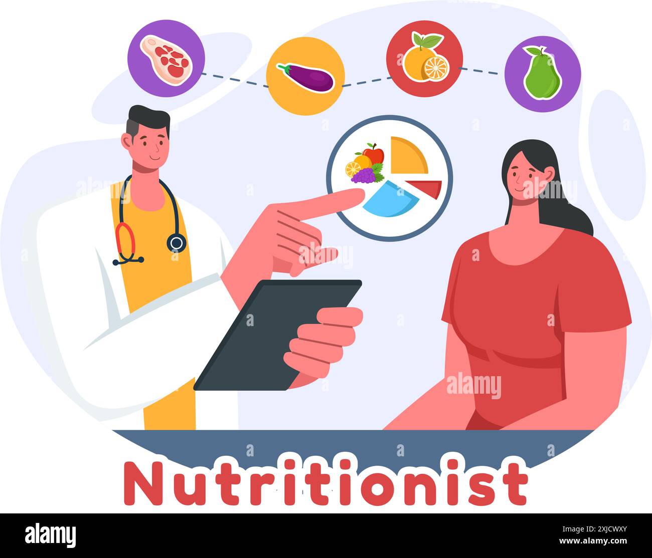 Vector Illustration of a Nutritionist Conducting a Nutritional ...