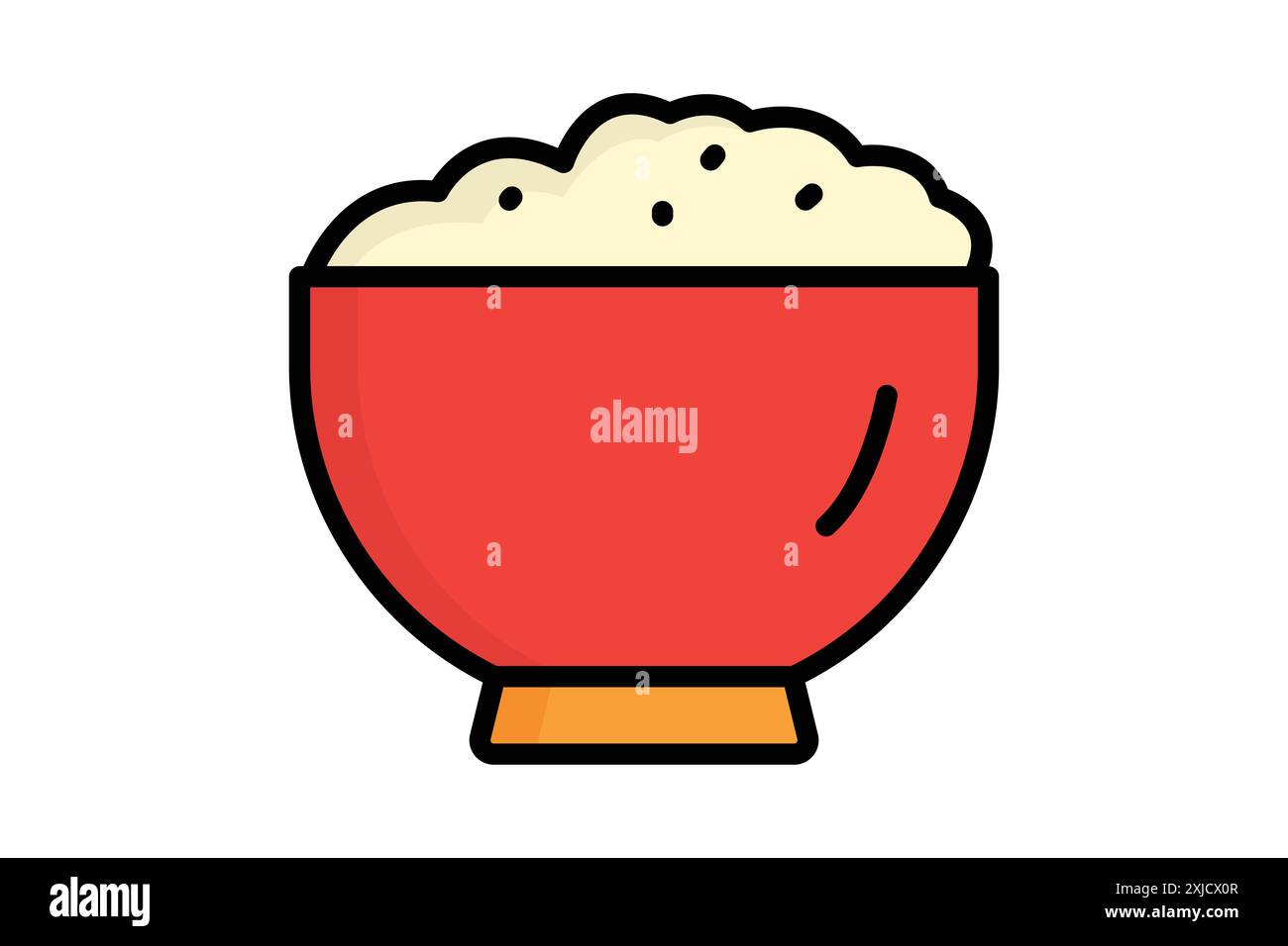 Rice icon. rice bowl. icon related to staple food. colored outline icon ...
