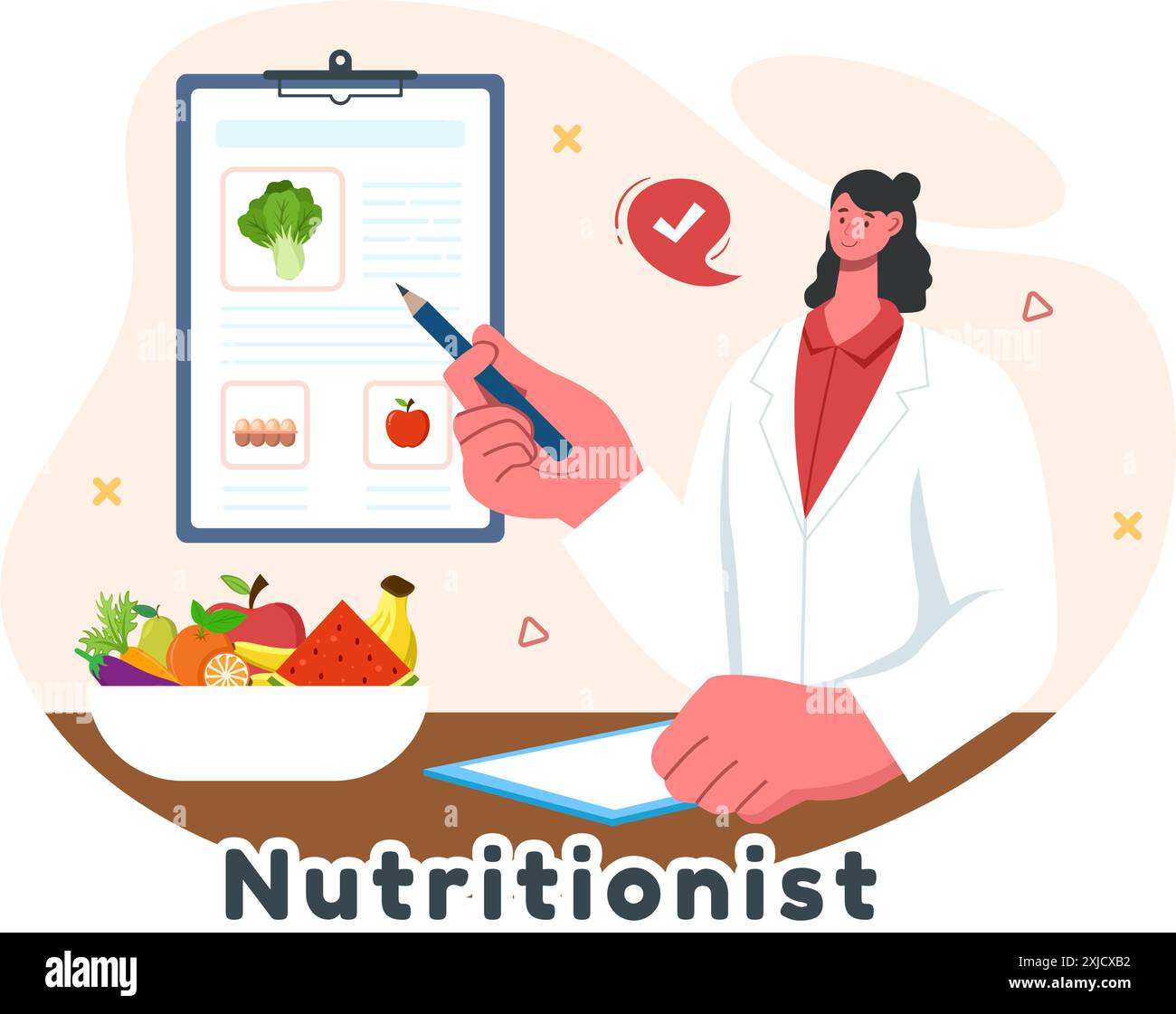 Vector Illustration of a Nutritionist Conducting a Nutritional ...