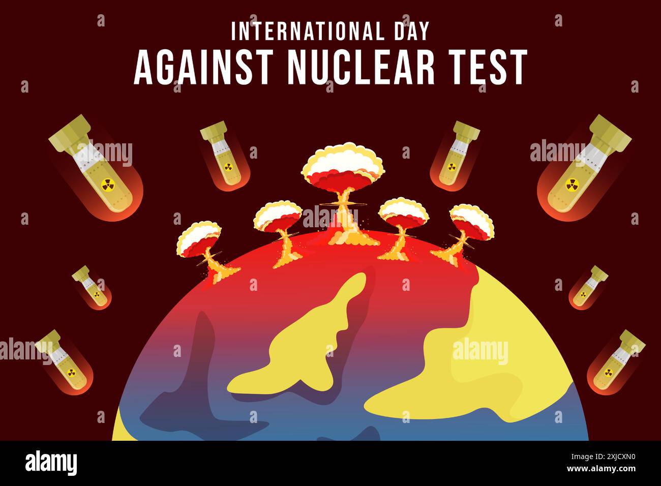 international day against nuclear test background illustration Stock ...