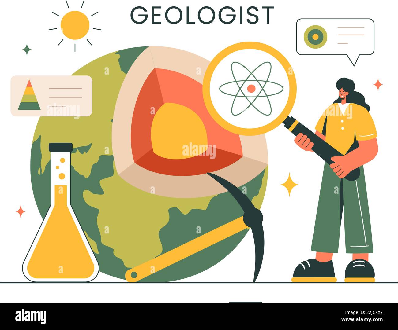 Geologist Vector Illustration with Soil Analysis and Features of the ...