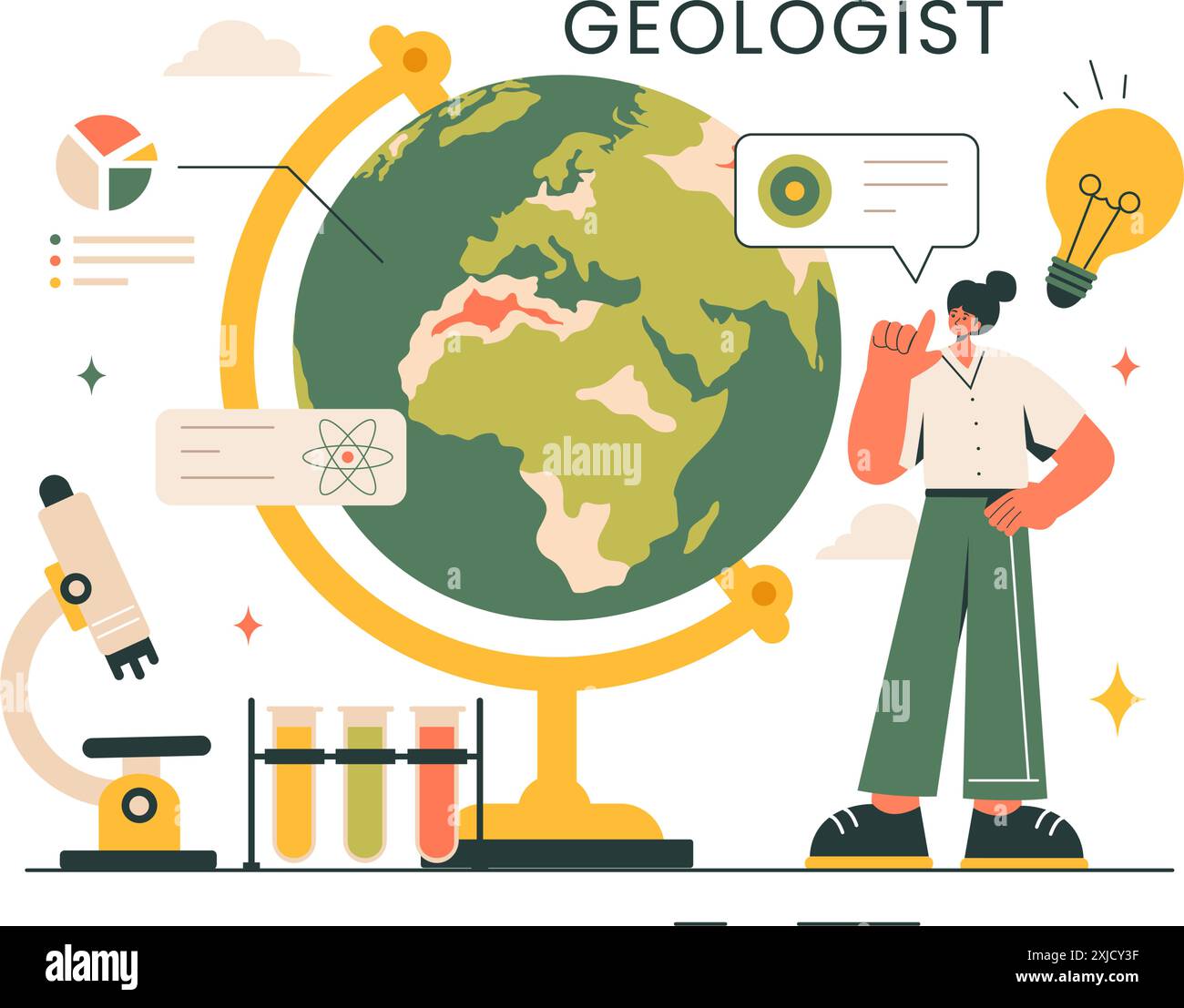 Geologist Vector Illustration with Soil Analysis and Features of the ...