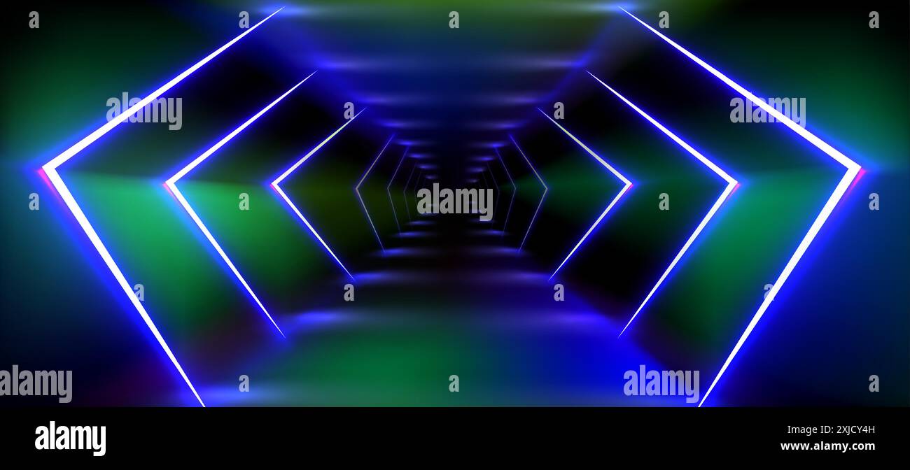 Abstract neon arrow and speed energy background. Dynamic technology ...