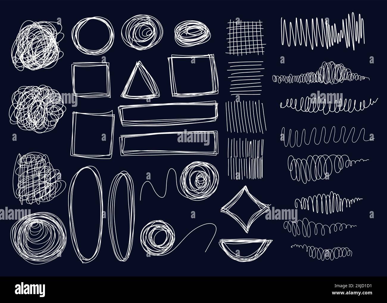 Hand drawn scribbles collection. Grunge scrawls, charcoal scribbles ...