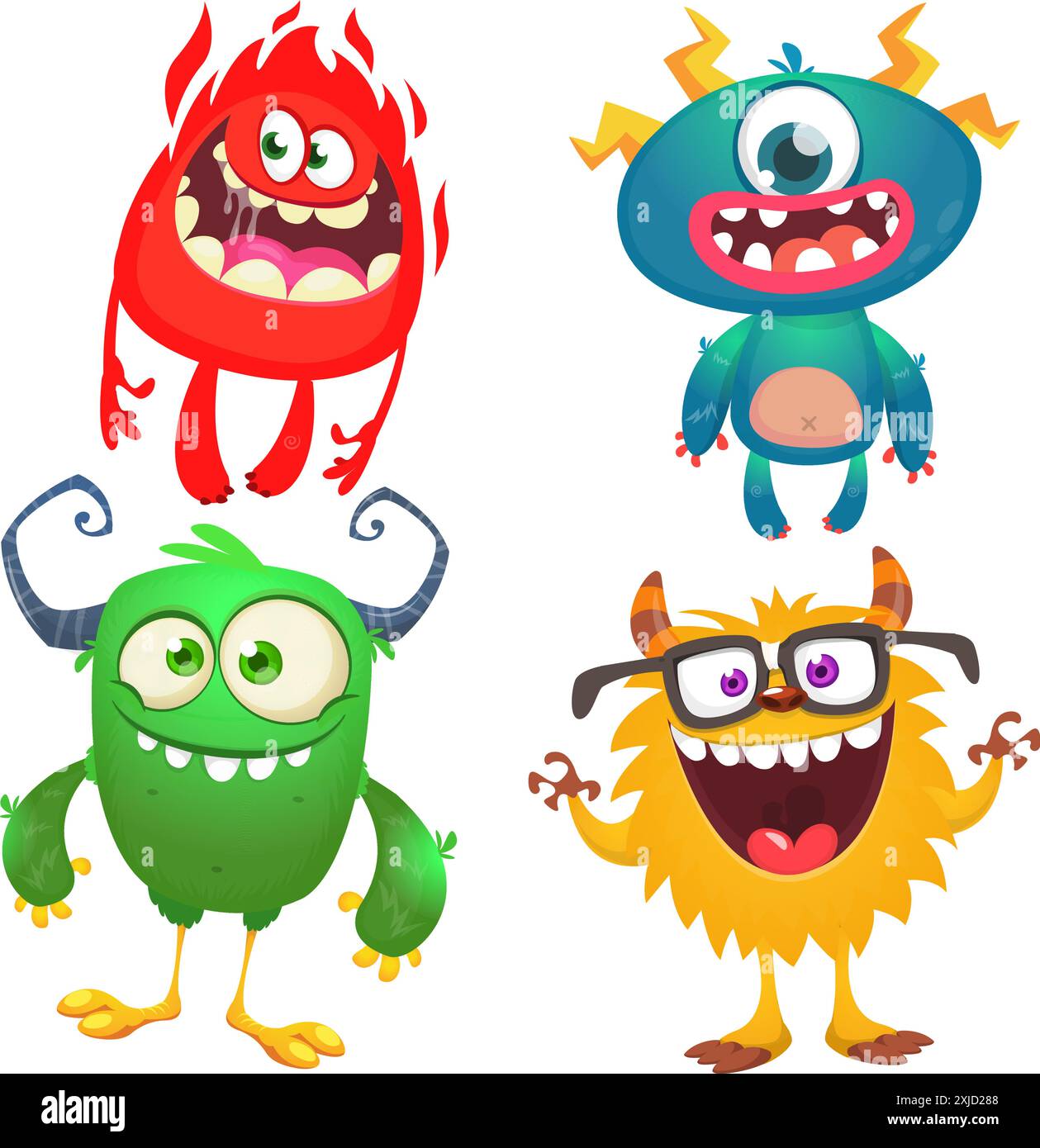 Cute cartoon Monsters. Set of cartoon monsters: goblin, ghost, troll ...