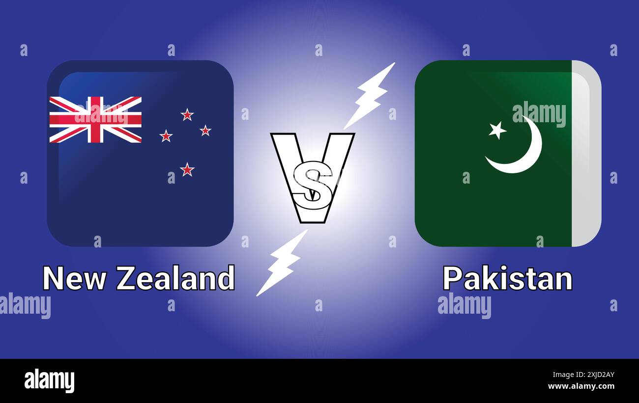 New Zealand Vs Pakistan 3D Illustration vector flags in shaded Rounded ...