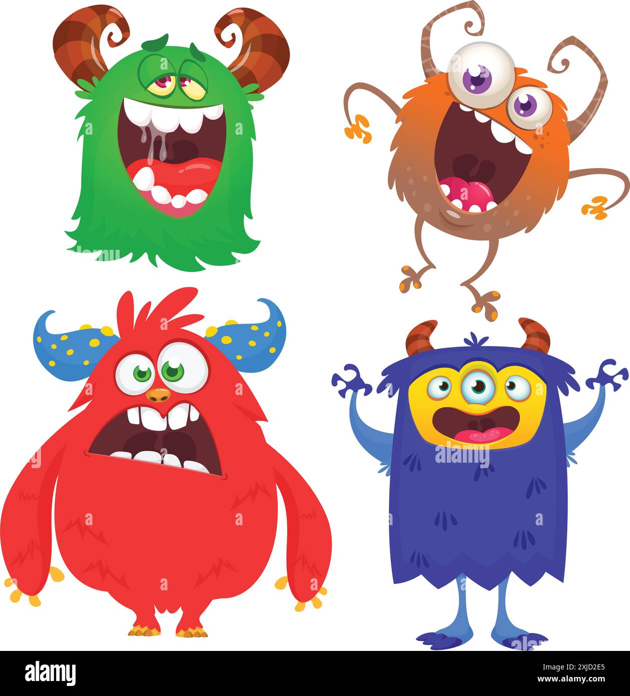 Cute cartoon Monsters. Set of cartoon monsters: goblin, ghost, troll ...
