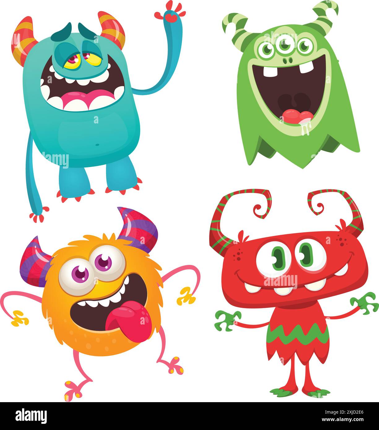 Cute cartoon Monsters. Set of cartoon monsters: goblin, ghost, troll ...