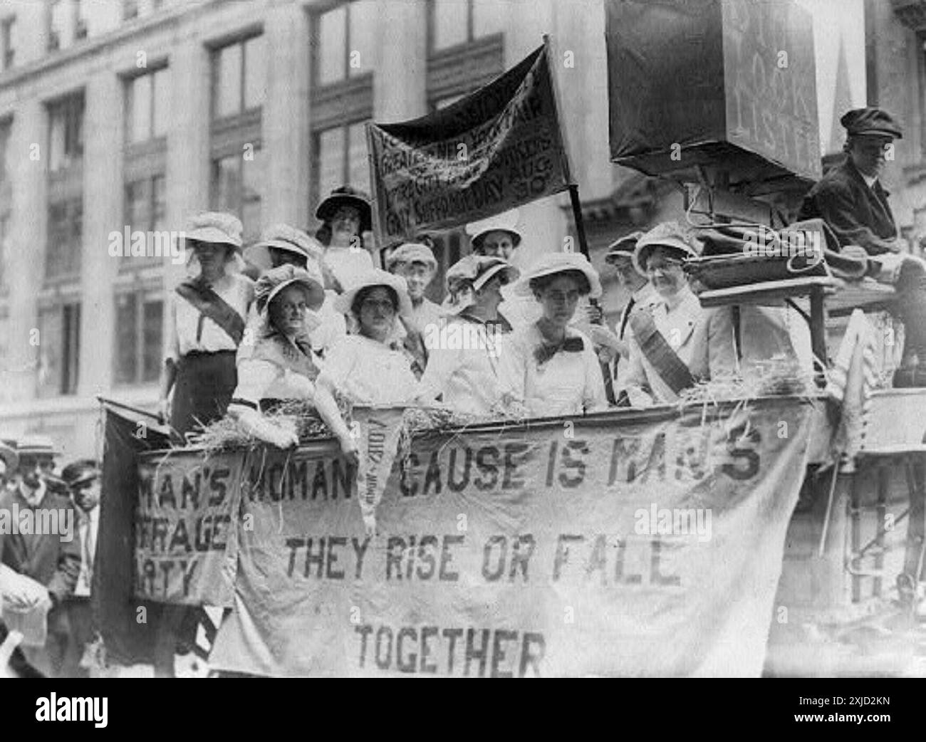 Suffragettes riding on a float at the New York Fair, Yonkers, New York ... Suffragettes riding on a float at the New York Fair, Yonkers, New York ...