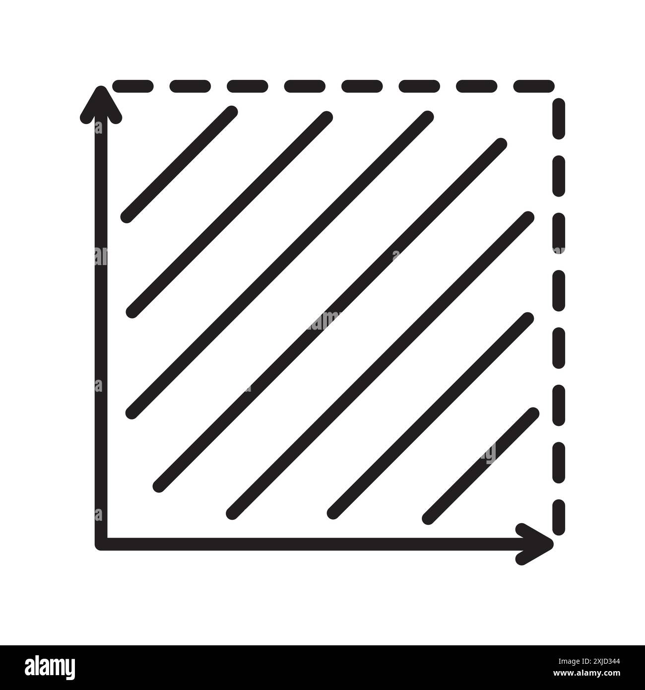 Coordinate arrows area. Vector shaded region. Diagonal dashed arrows ...