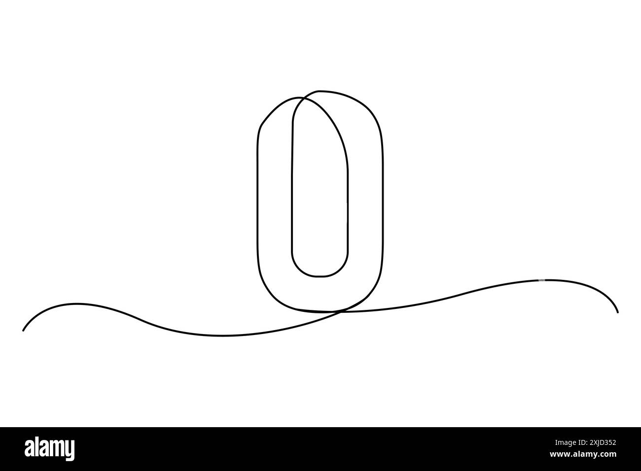 Zero number outline. Minimalist single line. Elegant vector. Continuous ...