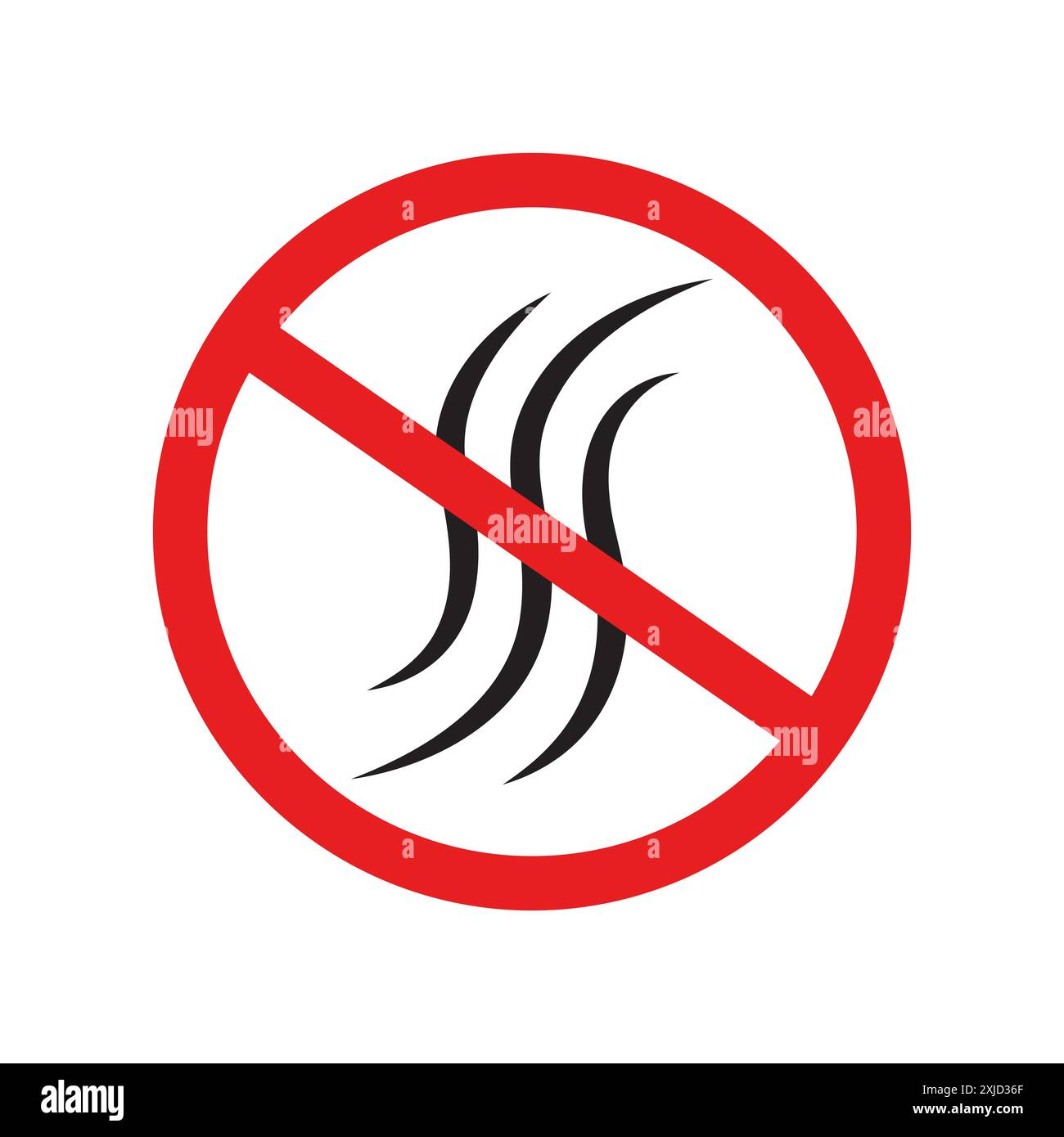 No odor symbol. Red prohibition sign. Black odor lines. Vector ...