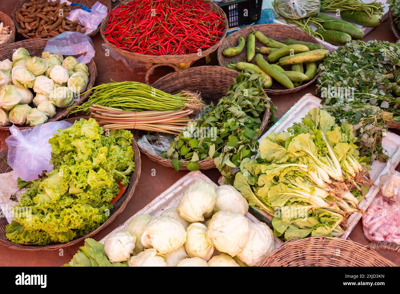 Fruits and vegetables on local market in Cambodia Stock Photo - Alamy