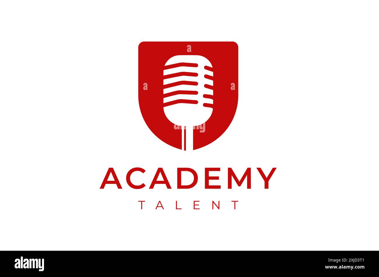 Talent Academy Bold Red Microphone Shield Logo Design for Talent ...