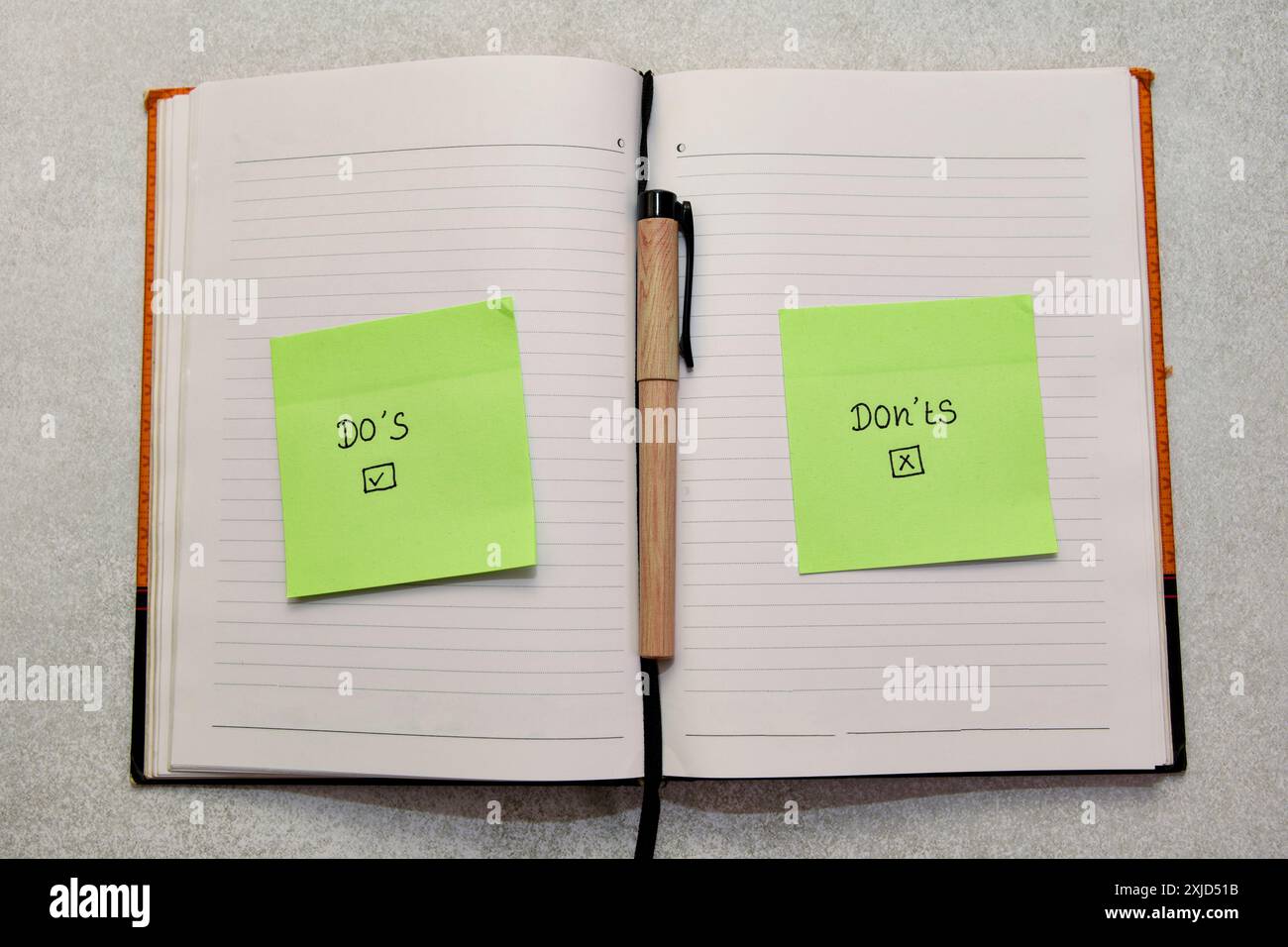 Open notebook with "Do's" and "Don'ts" sticky notes, ready for your ...
