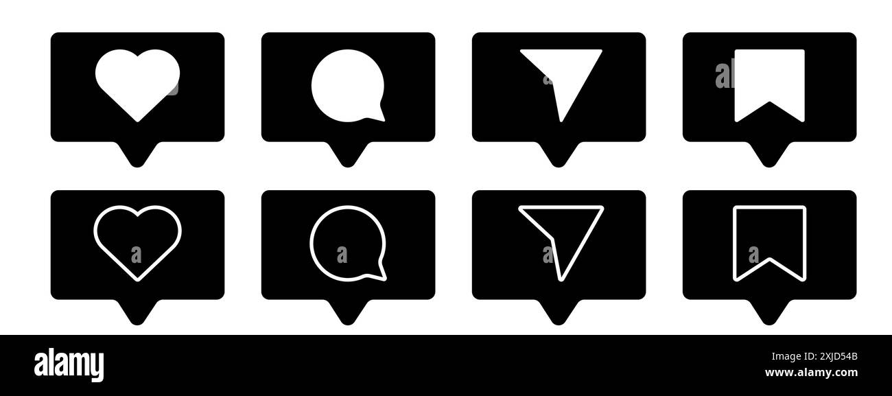 Media Icons interface social media like, chat, send and save symbols ...