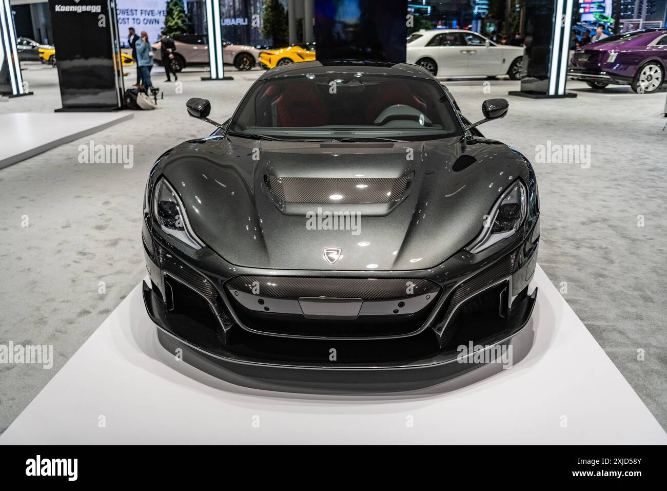 New York City, USA - March 27, 2024: Rimac Nevera supercar electric ...