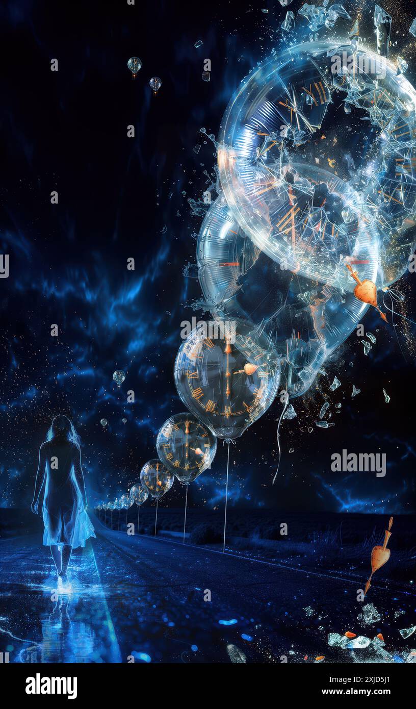 The soul passing the life path. Concept illustration. Woman walking the ...