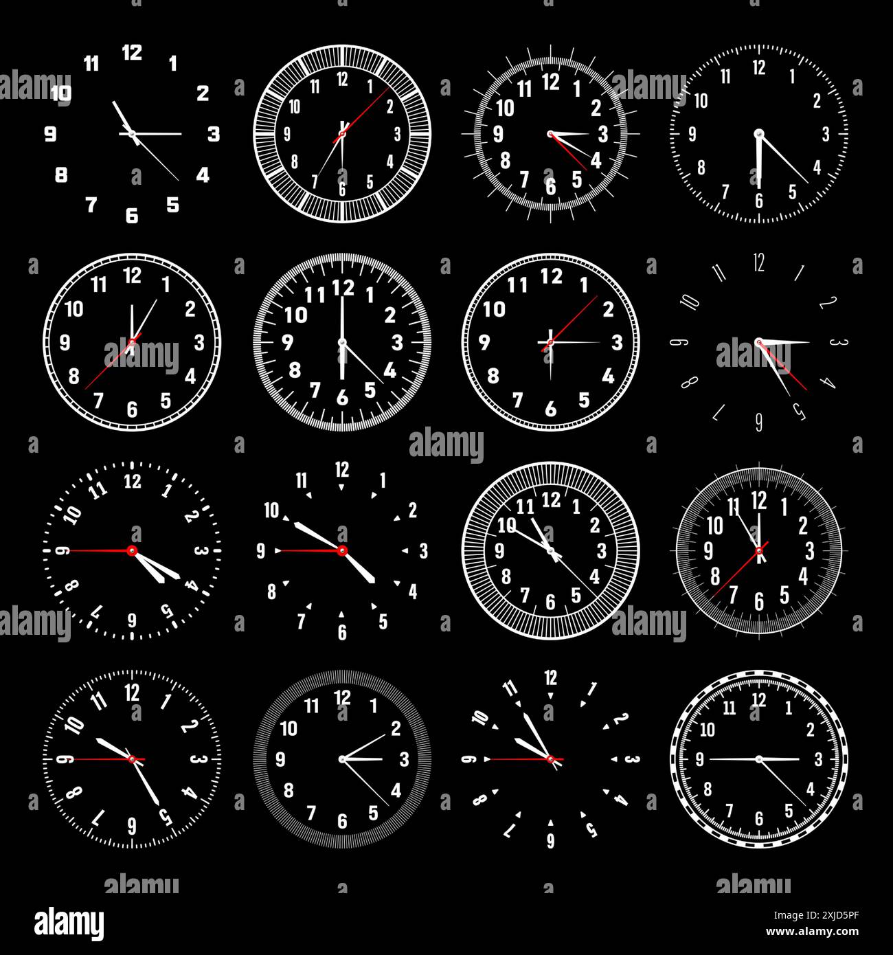 Mechanical clock faces with hands, bezel. Watch dial with minute, hour ...