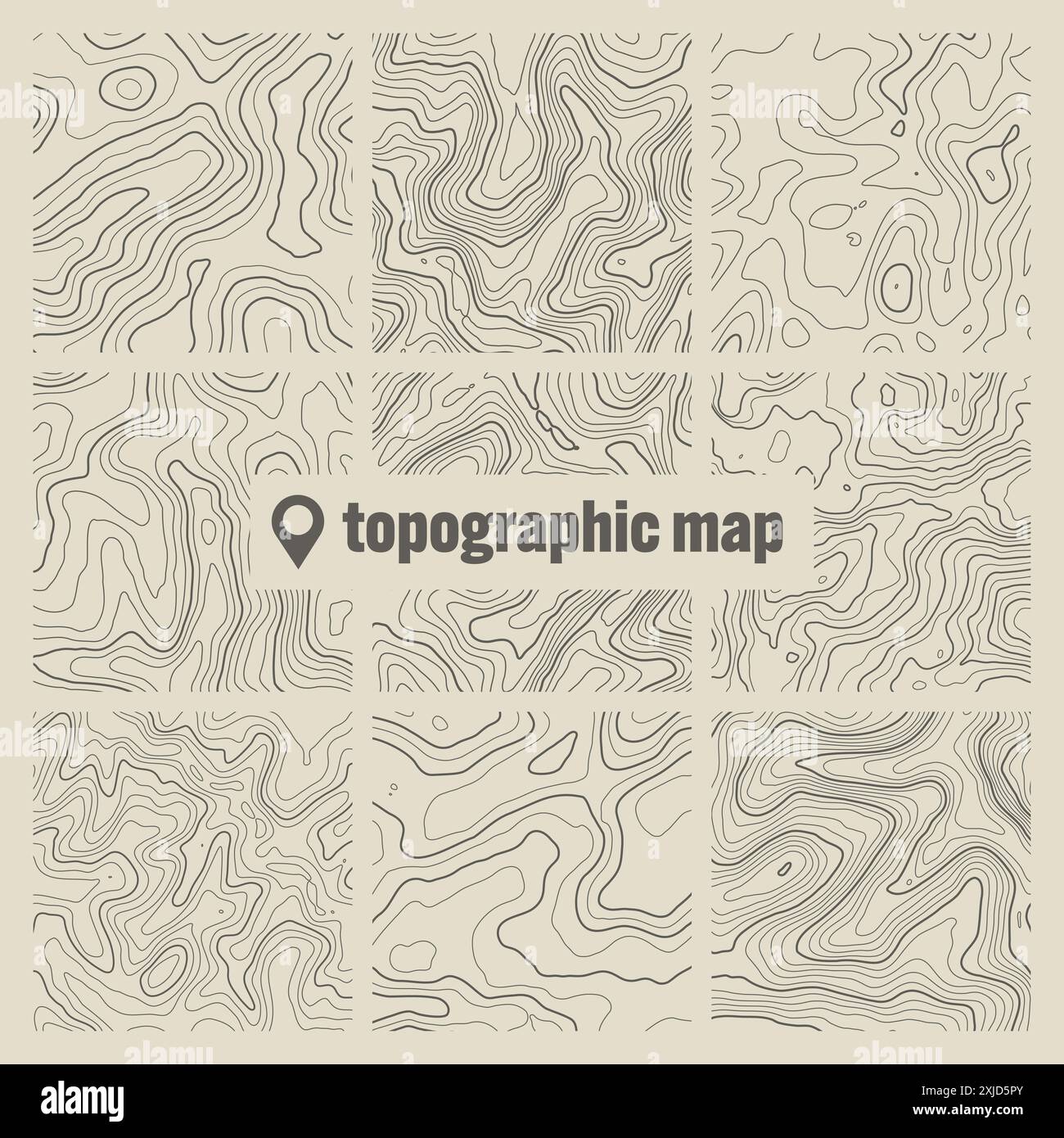 Topographic map with contour lines. Geographic terrain grid, relief ...